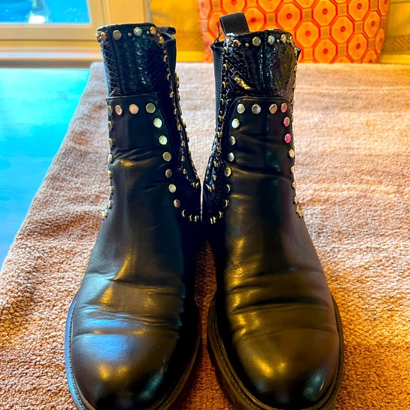 Zara | Shoes | Zara Black Studded Boots 38 | Poshmark